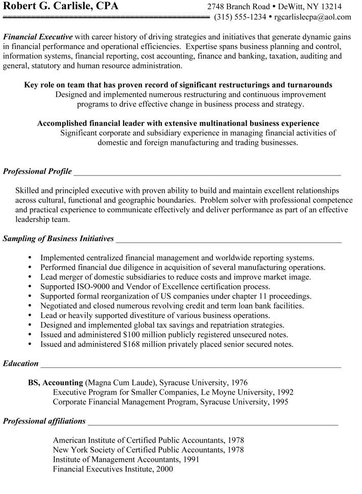 Sample R sum Chief Financial Officer Before Nonprofit Resume Writers